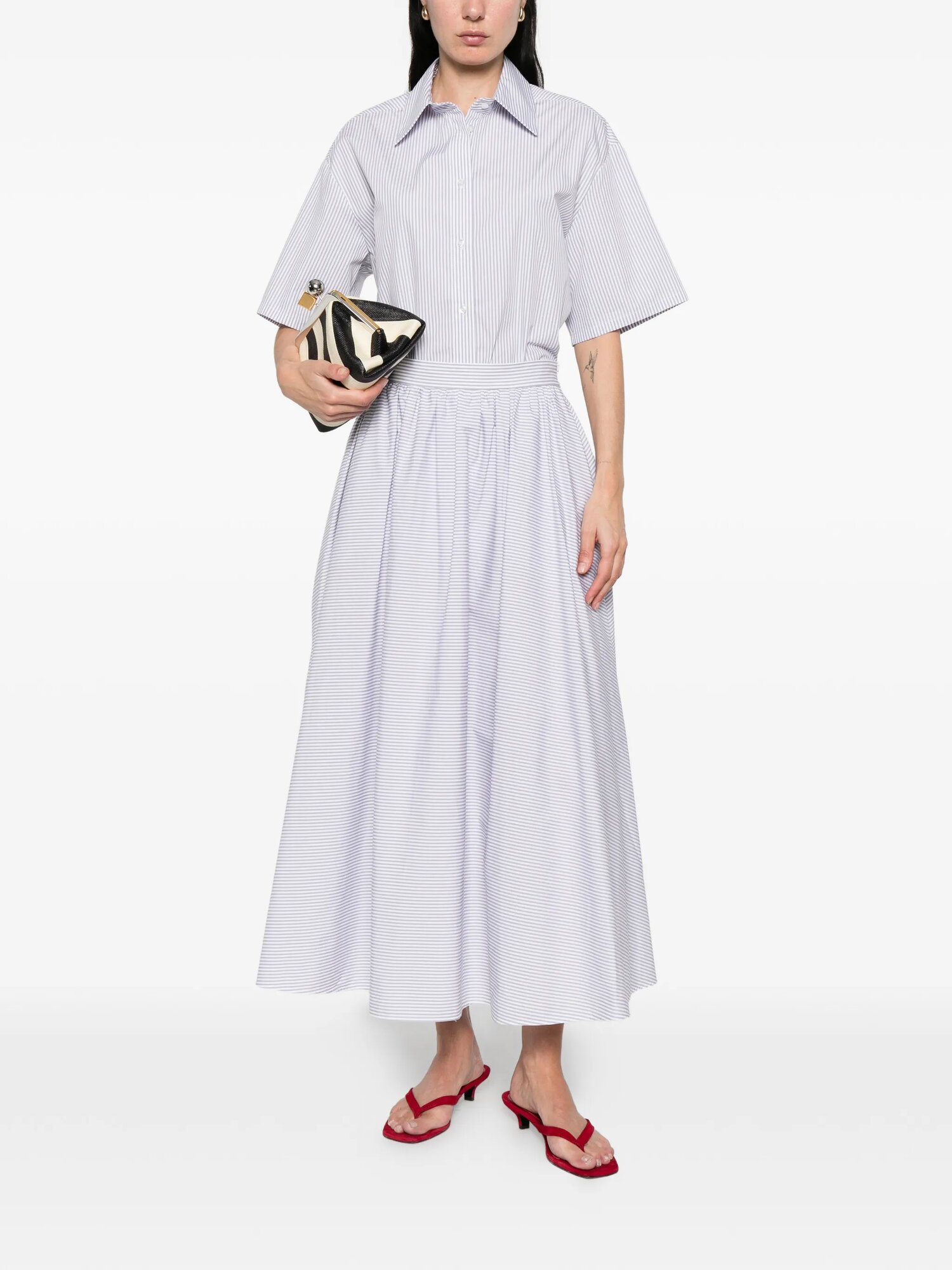 Юбка Manuel Ritz Striped midi skirt, размер 38, бежевый/белый — фото 1