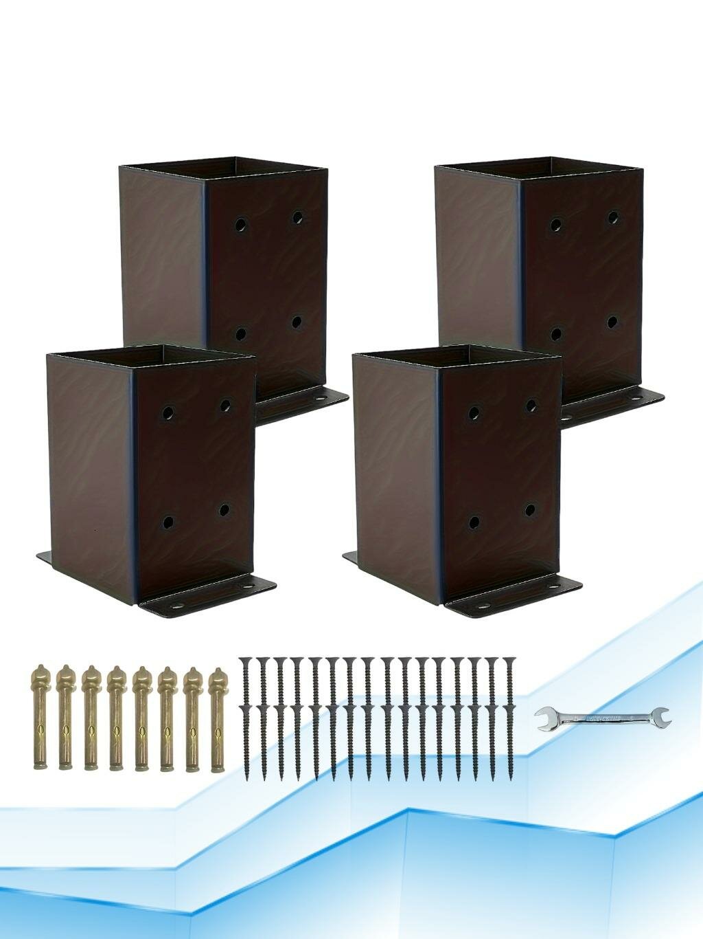 Тяжелый металлический кронштейн для столбов ограждения, 4ШТ