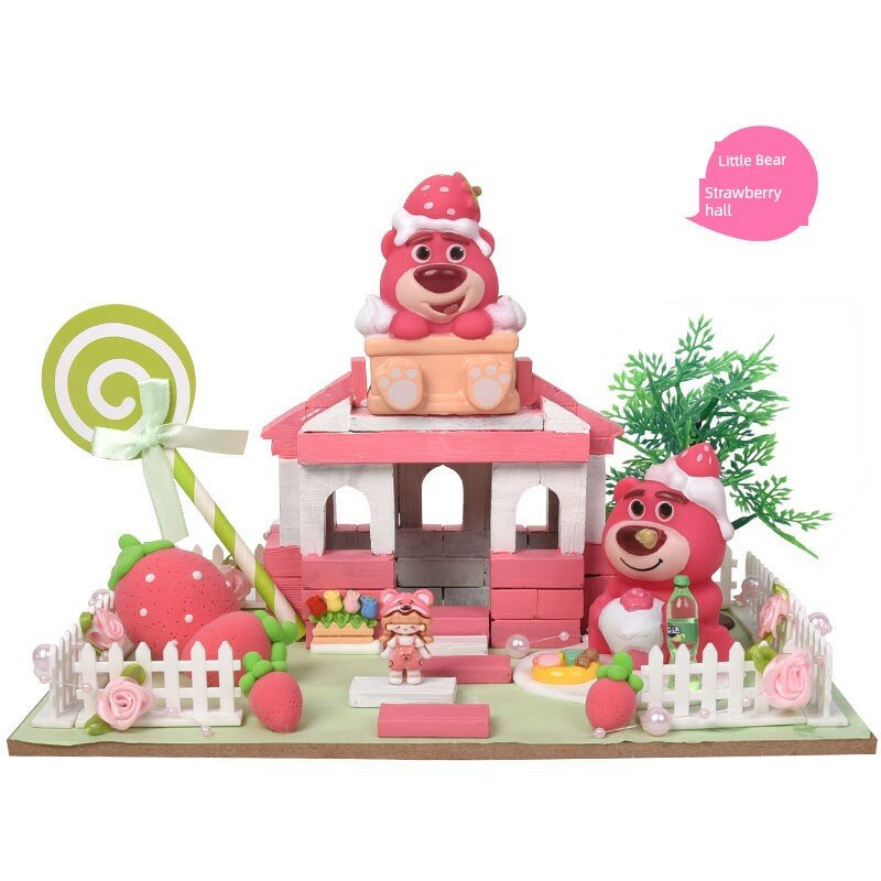Креативный набор DIY для творчества с ландшафтной моделью - Уютная Bear Strawberry Cottage для детей, набор для