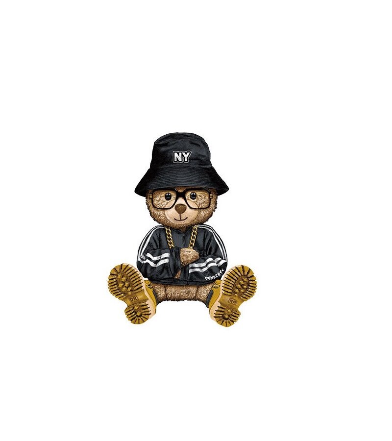 Термонаклейка на одежду мишка рэппер термоапликация 2шт.