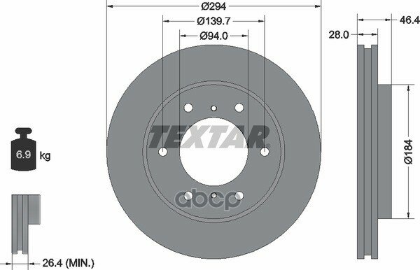 92180205 диск тормозной передний! Mitsubishi L200 2.5Di-D 06> Textar арт. 92180205