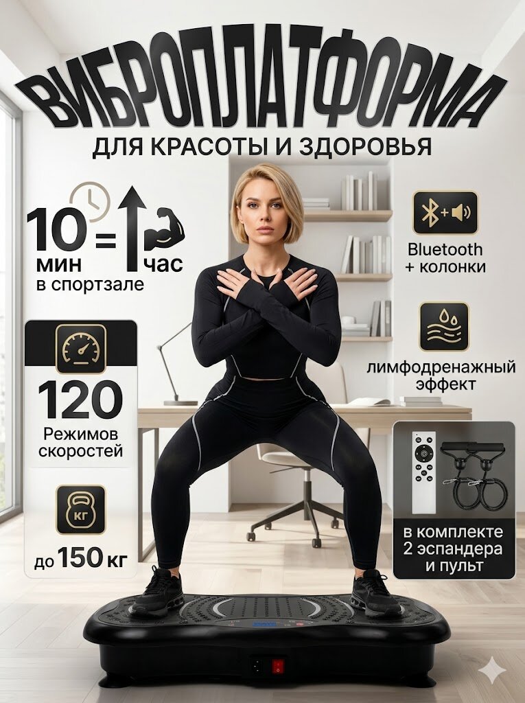 Виброплатформа для похудения тренажер до 200 кг С блютуз，регулировка амплитуды, 49 программ