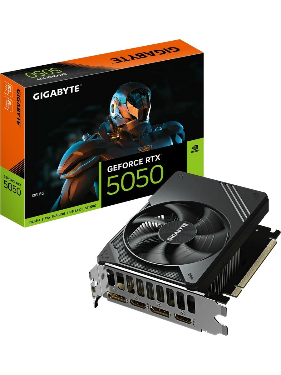 Видеокарта GIGABYTE nVidia GeForce RTX 5050 D6 8G (8Gb, GDDR6, 128bit, 2xDP+2xHDMI, RTL) (GV-N5050D6-8GD)