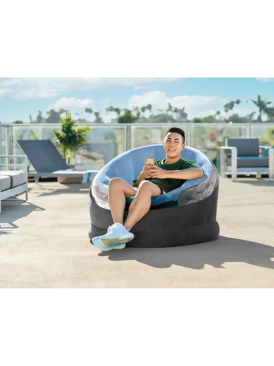 Надувное кресло Empire Chair голубое, 112х109х69 см