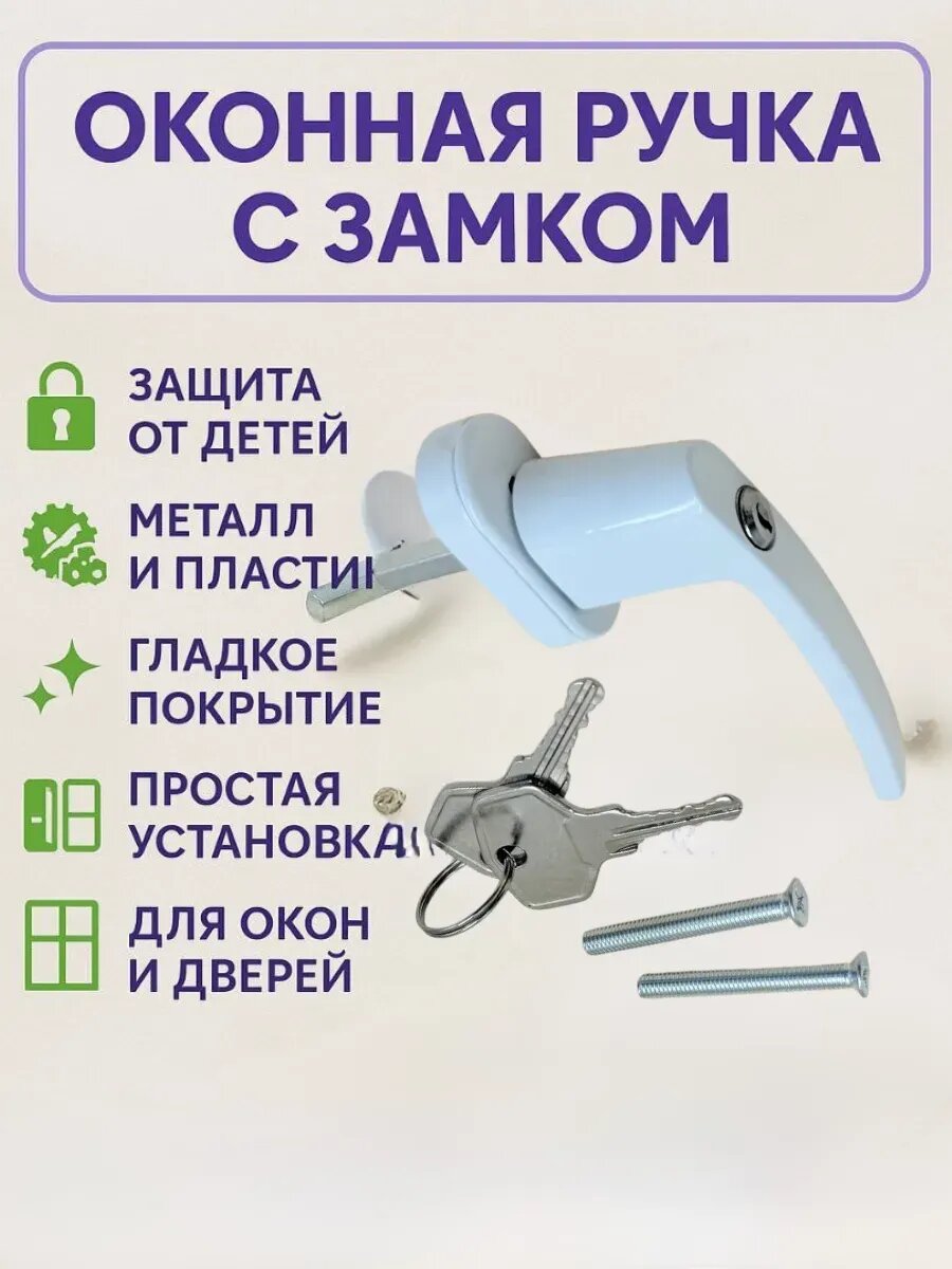Оконная ручка с замком и ключом для пластиковых окон
