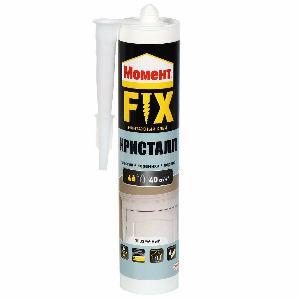 Жидкие гвозди Момент Fix Кристалл 265 г прозрачные для строительных и отделочных работ артикул 2572945