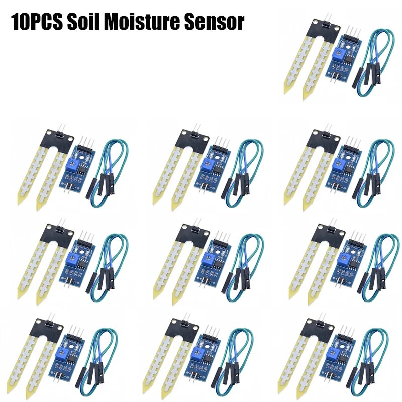 10шт Датчик влажности почвы LM393, Цвет: 10PCS