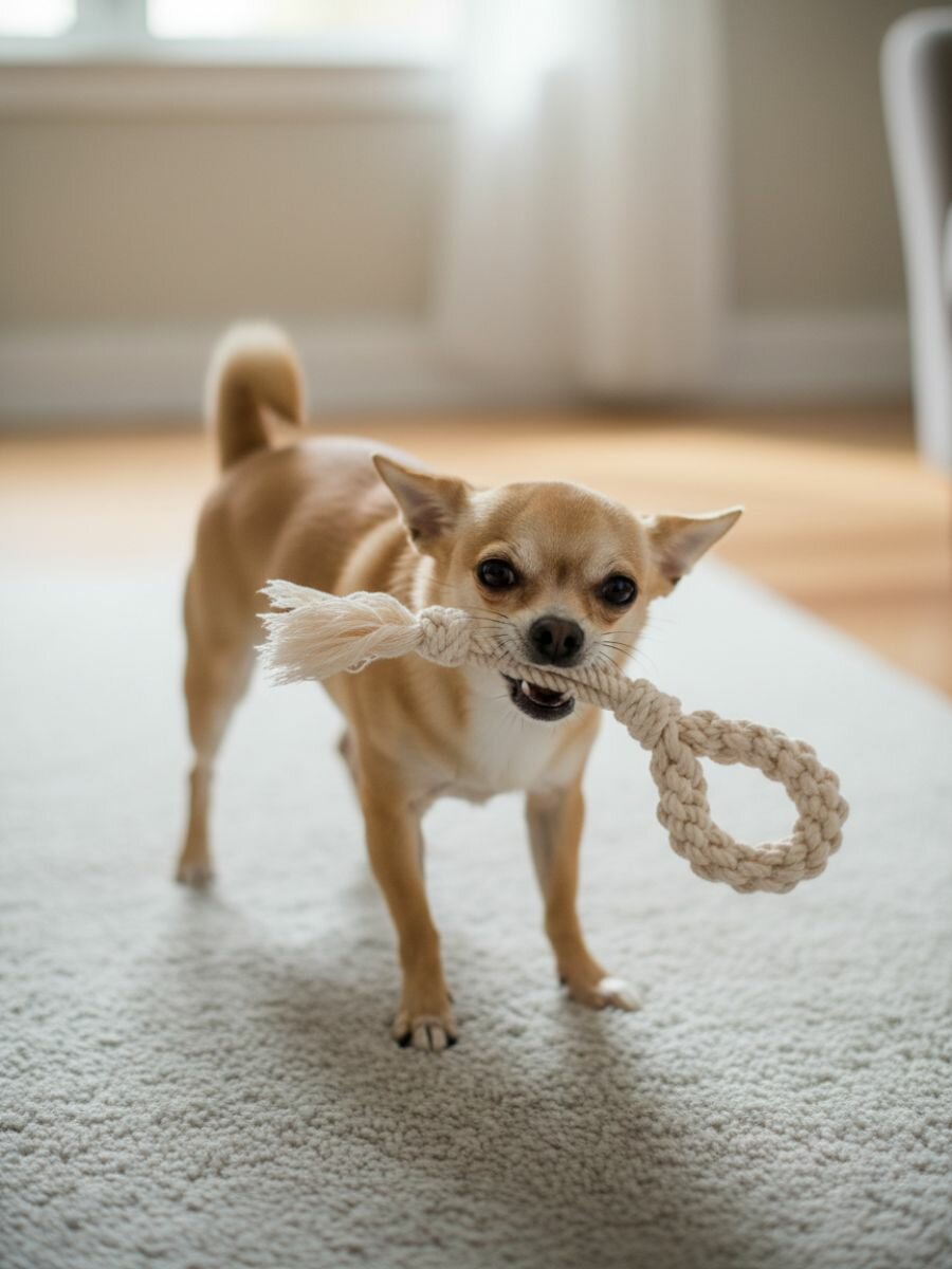 Игрушка для собак канат плетёный лассо Japan Premium Pet с петлей для чистки молочных зубов, размер мини