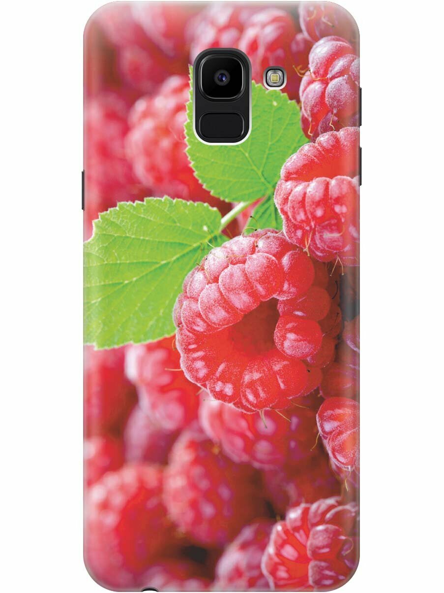 Ультратонкий силиконовый чехол-накладка для Samsung Galaxy J6 (2018) с принтом "Малинка"