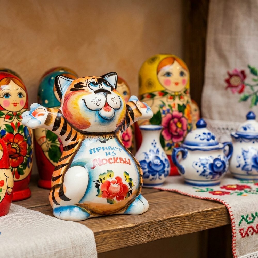 Фигурка Кот Добряк мал. цв. ГЛ-342 Народные промыслы Фарфор