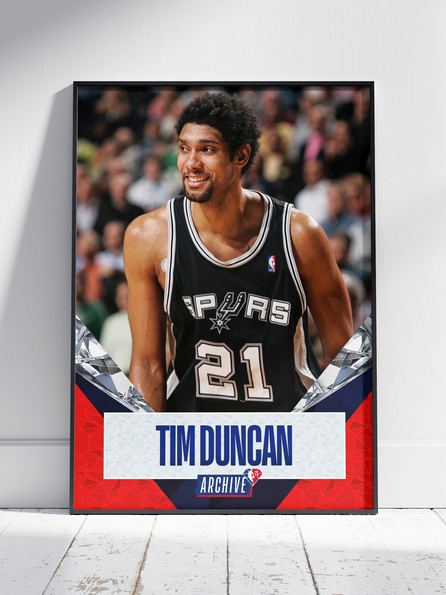 Плакат на стену для интерьера Легенды Баскетбола (Тим Данкан - Tim Duncan 2) - Постер по спорту и физической активности формата A3 (30x42 см)