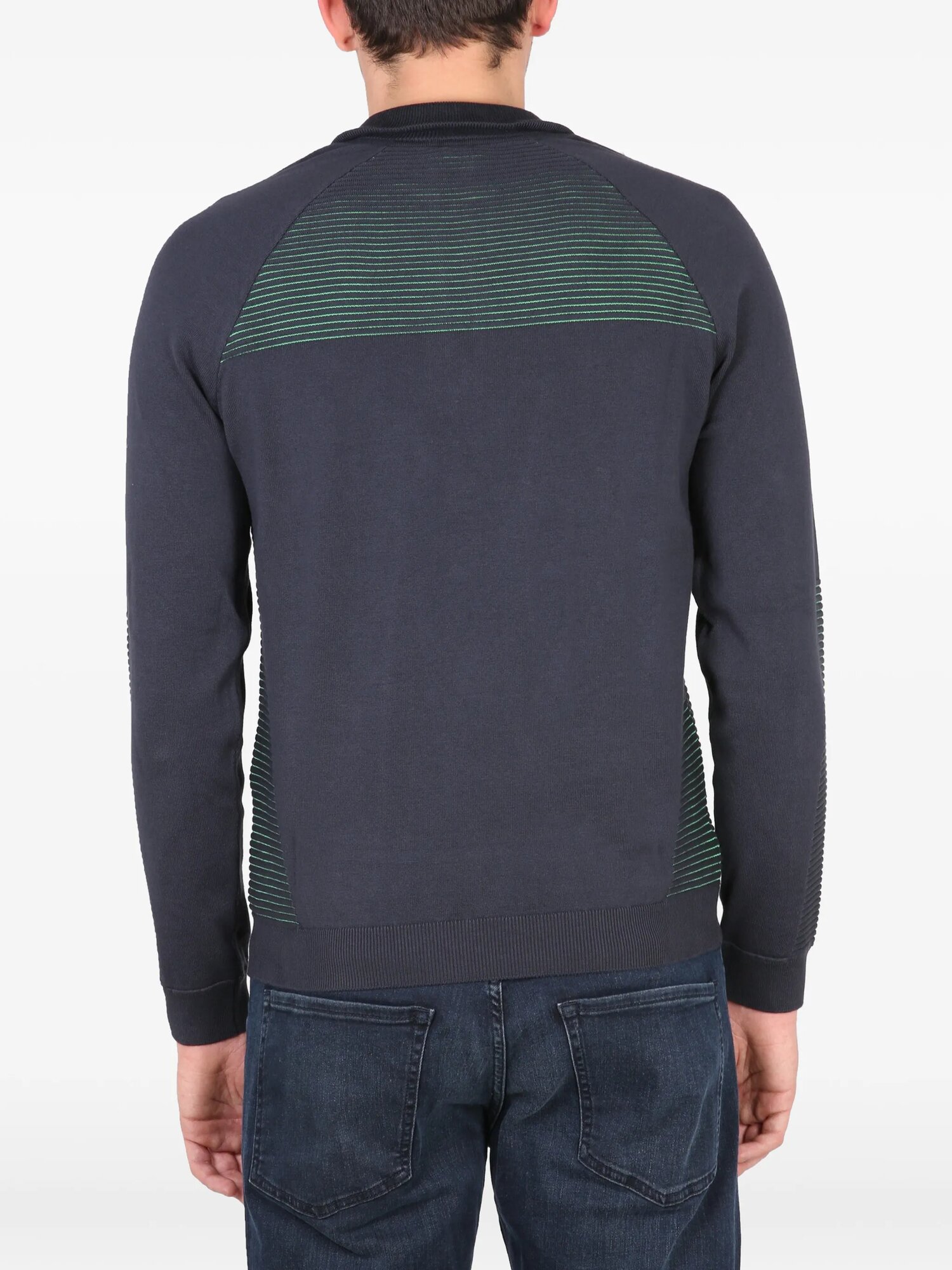 Свитер BOSS Striped zip-neck sweater, размер L, , blue — фото 1