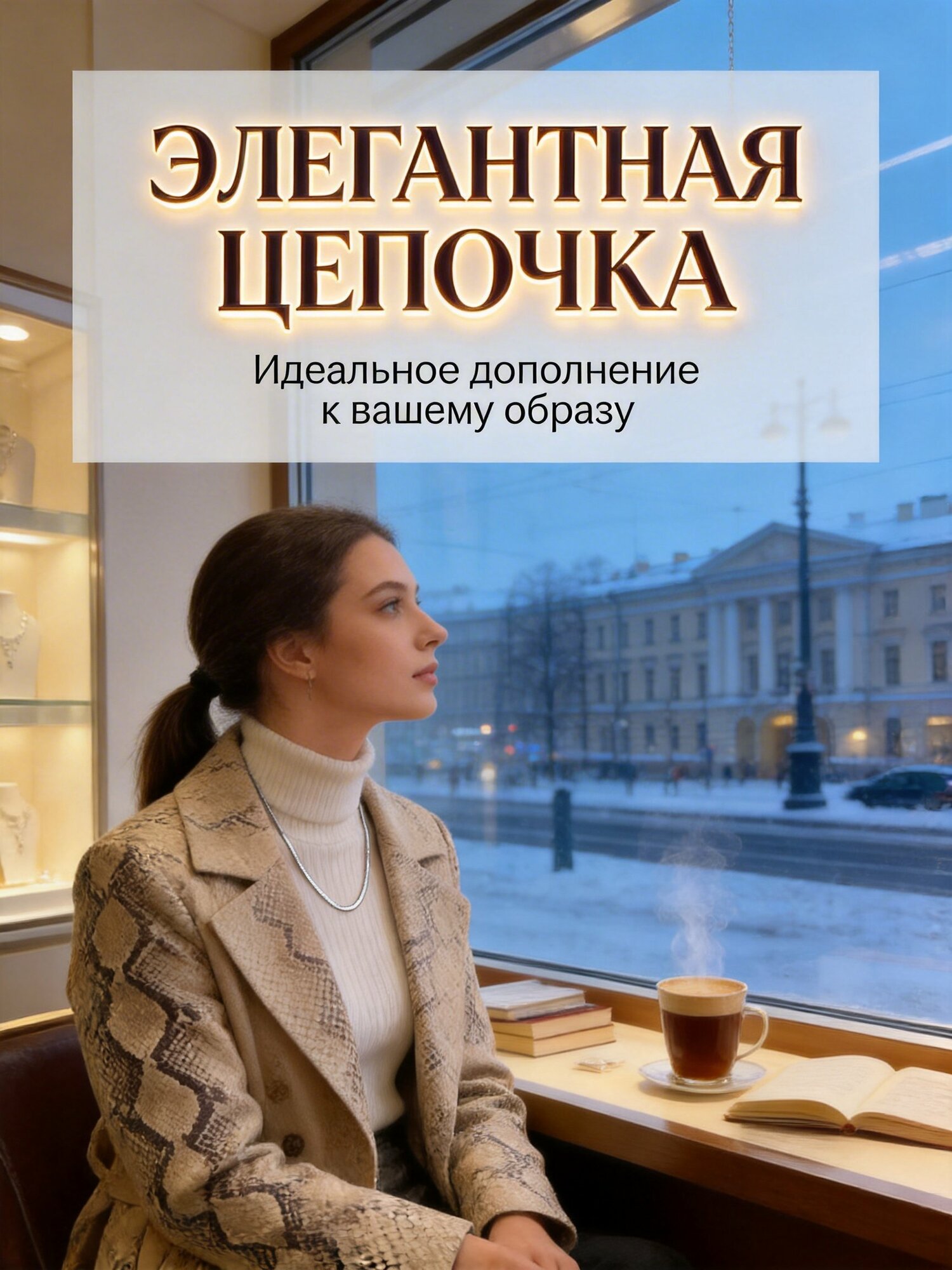 Цепочка из нержавеющей стали 316L, 55 см 4 мм — блестящая универсальная модель для повседневного и делового образа, носить под блузку, свитер или футболку
