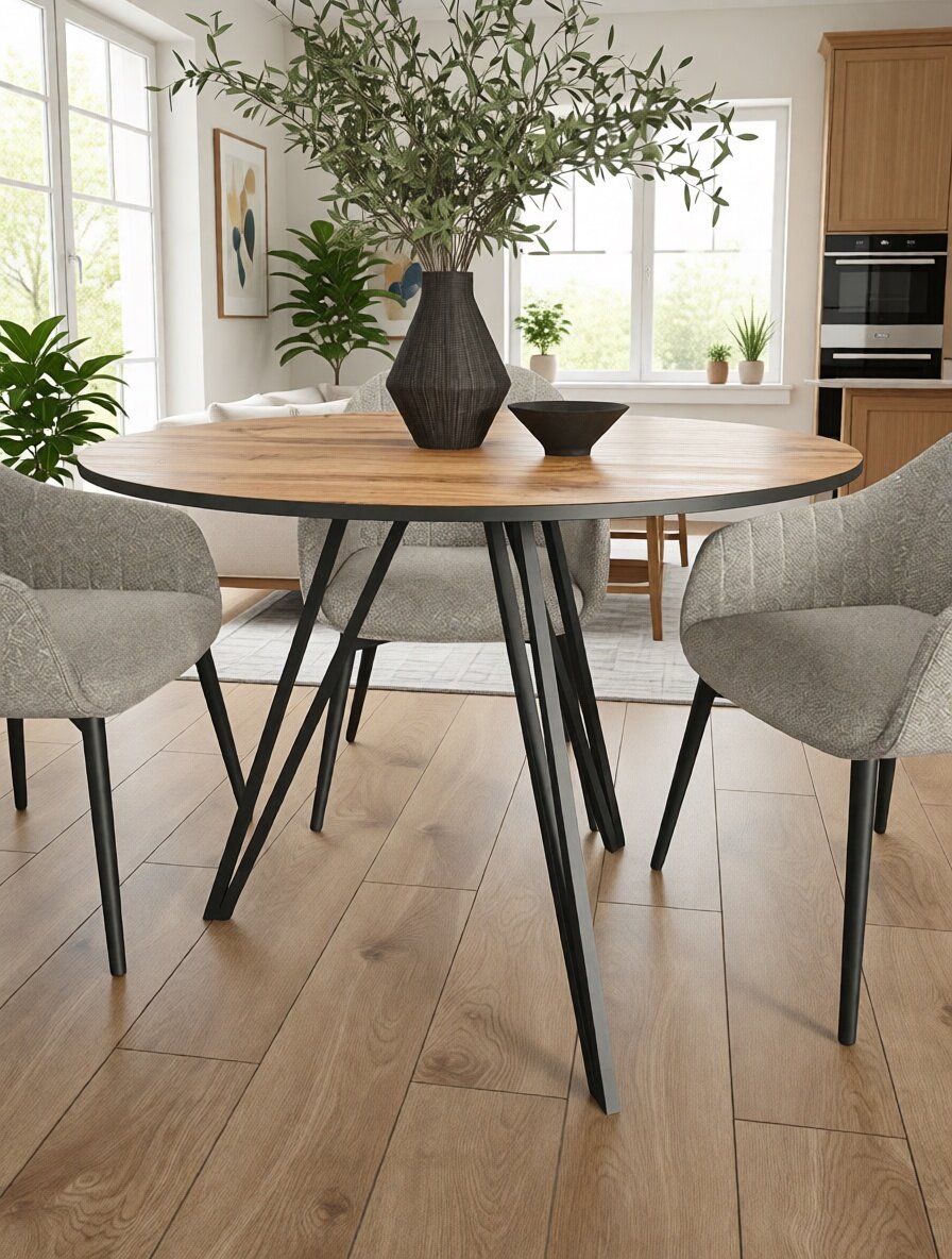 Стол кухонный круглый обеденный 90 см нераскладной лофт "Loft"