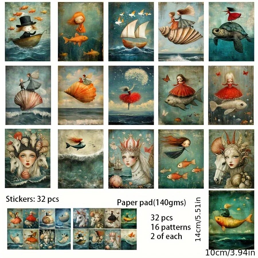 Набор бумаги и наклеек Ocean Dream JAIIMA