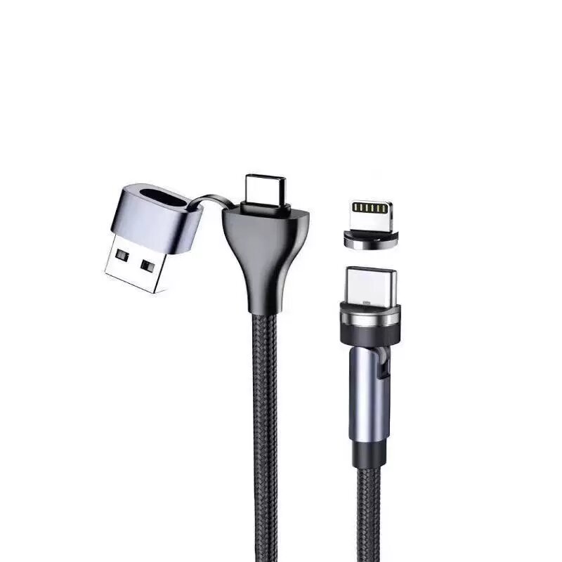 Титаново-серый кабель с двойным подключением Apple к Type-C магнитной зарядкой - 1м