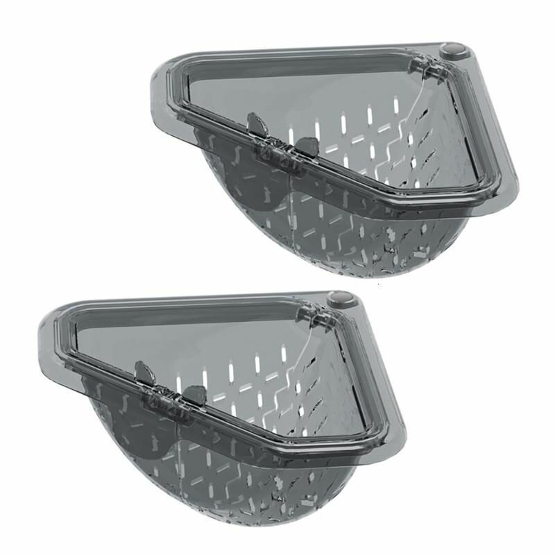 Магнитная треугольная угловая корзина для раковины — для слива и хранения на бортик, губок, фруктов, овощей, 2 шт.