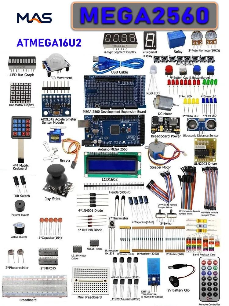 MEGA2560 Arduino набор Для Программирования С Ардуино Kit, Набор для робототехники