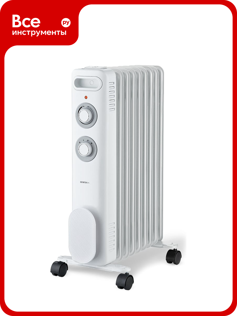 Масляный обогреватель Centek CT-6230-9 (белый) 9 секций (25м) 2000Вт, 3 режима защита от перегрева CT-6230-9 WHITE