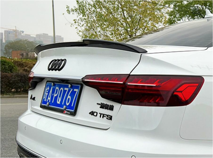 Спойлер для Audi A4 B9 M4-style черный глянец (+скотч) / Ауди А4 Б9 2015-2025 М4-стиль