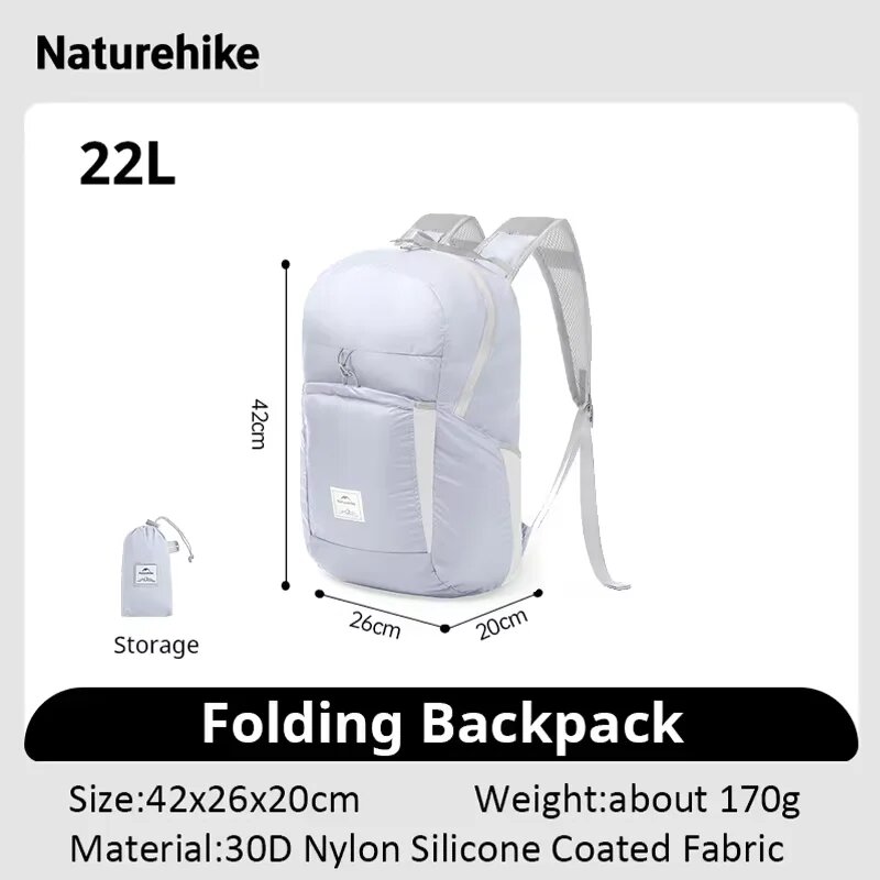 Рюкзак Naturehike для кемпинга и походов 18-30 л Белый, Purple-22L