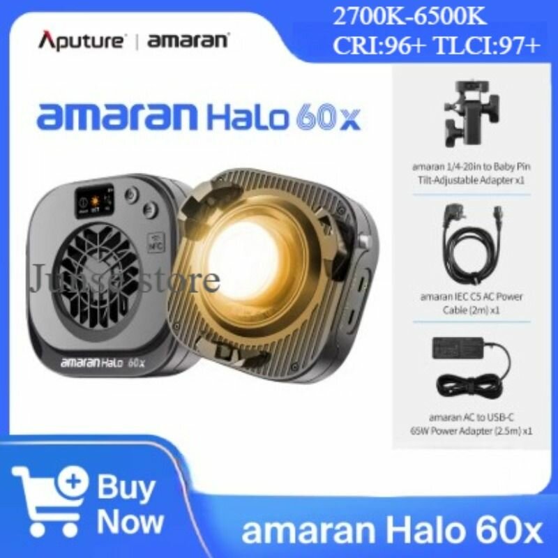 Осветитель Aputure Amaran Halo 60X Bi-color Двухцветная температура 2700 К-6500 К,60W COB Light Photographic Light , CRI:96+ TLCI:97+, Поддержка USB-C / PD питания, DMX / NFC управления