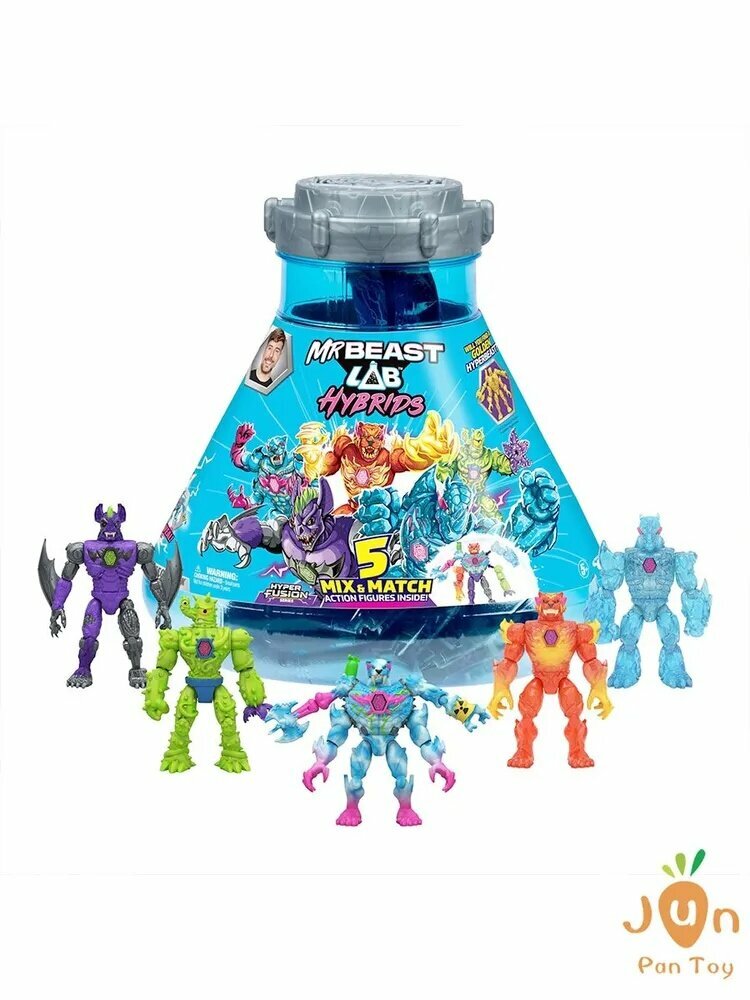 Mrbeast Lab Набор laboratory hybrid super, собранный из различных гибридных деталей, позволяет собрать 5 подвижных кукол и более 30 зверей. Это идеальный подарок на день рождения.