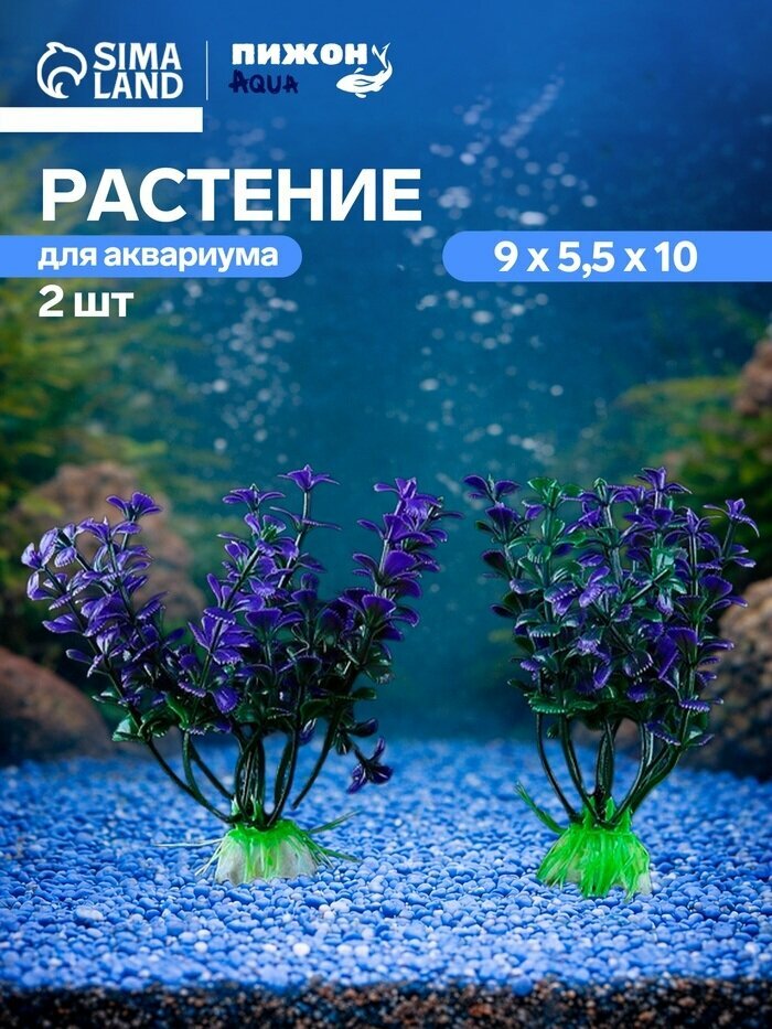 Набор искусственных растений Пижон Aqua, для аквариума, 2 шт, 10см