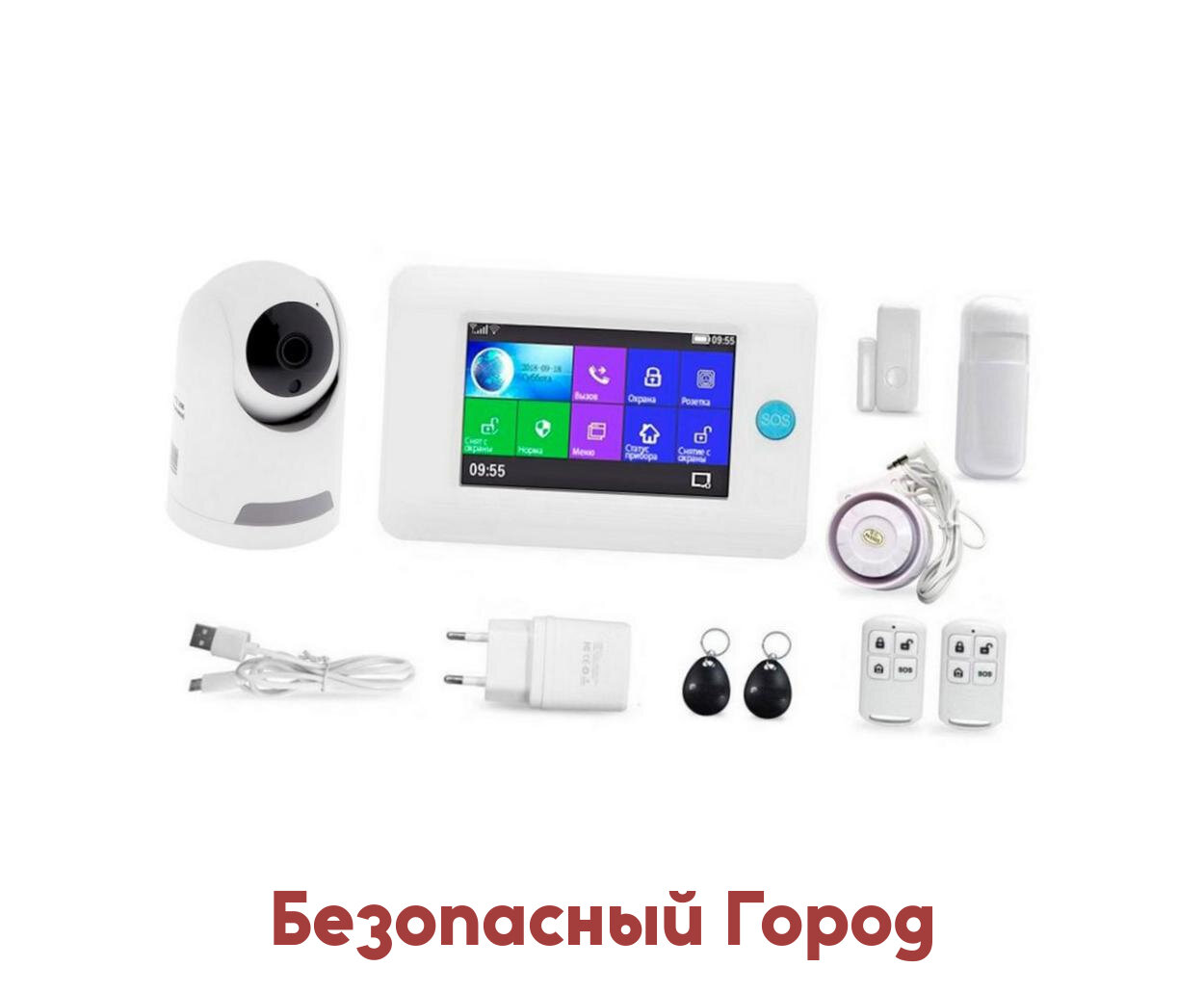 GSM Wi-Fi сигнализация для дачи с камерой Страж Galaktika-GSM и HDcom ASW5-266 (Z65389OK) - автономная система сигнализации для дома с сиреной