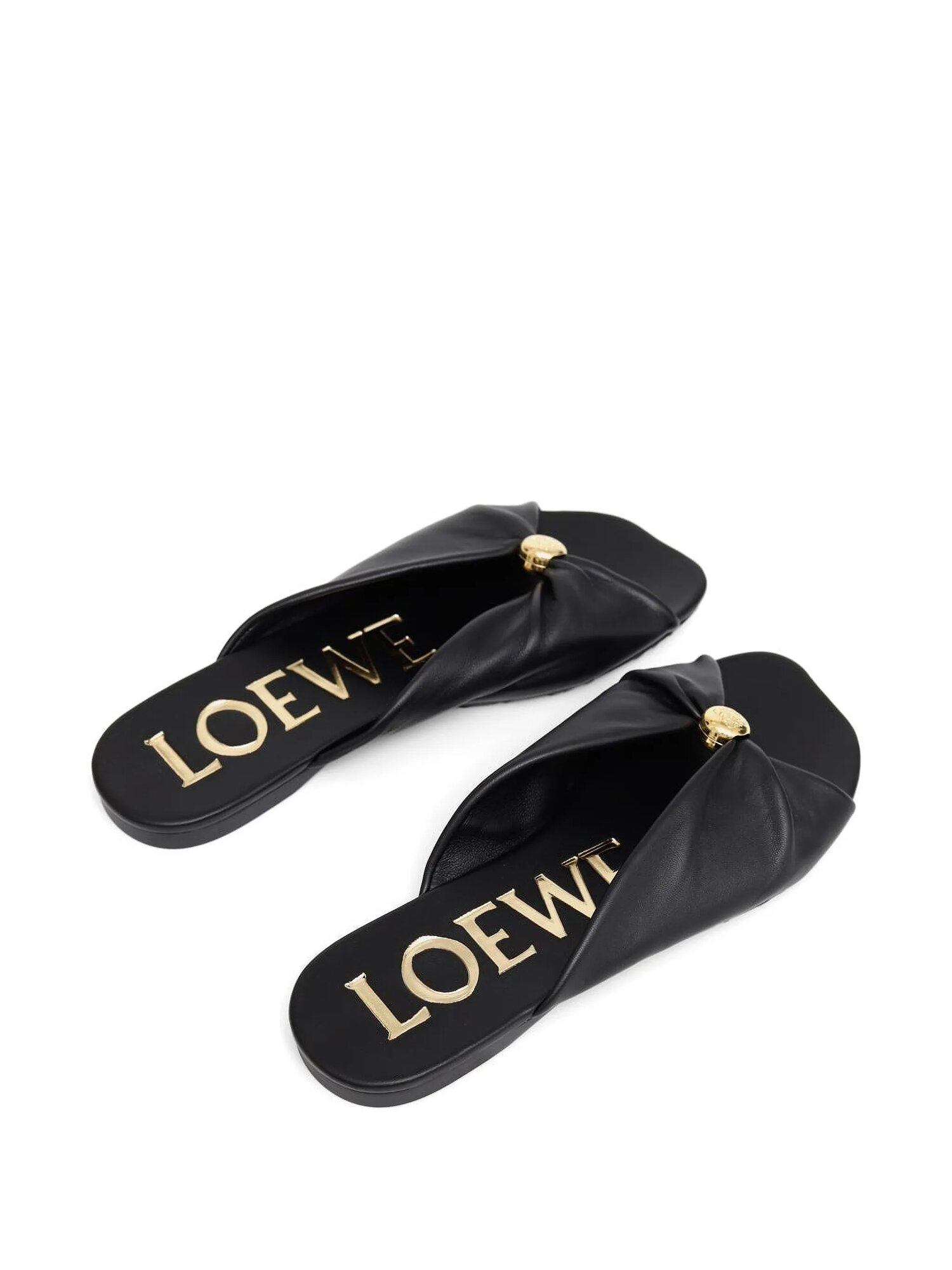Босоножки Loewe Leather flat sandals, размер 39, black/black — фото 1