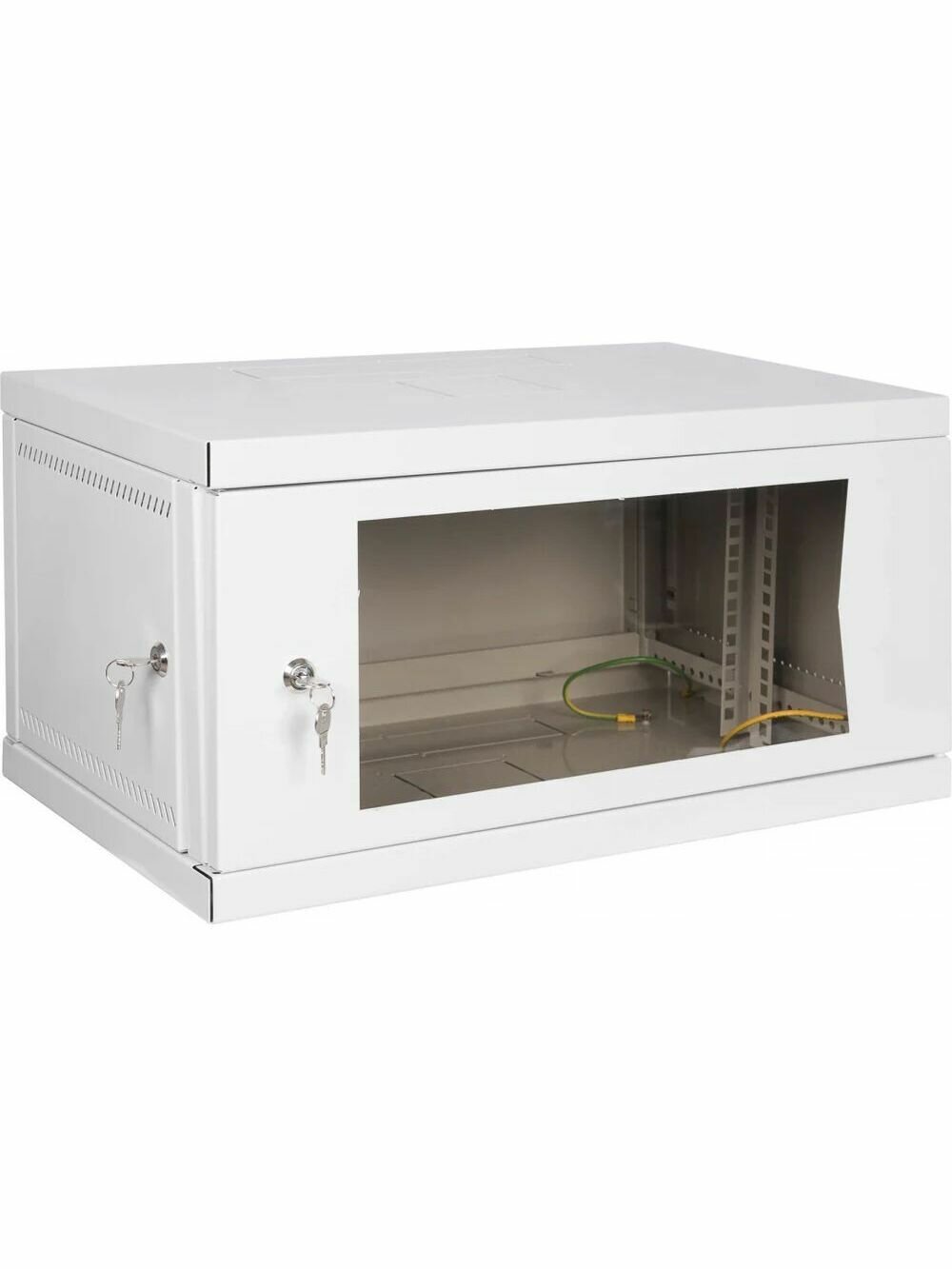 Настенный разборный шкаф кддс 19", 9U, стеклянная дверь, 600x350, серый УТ000003579