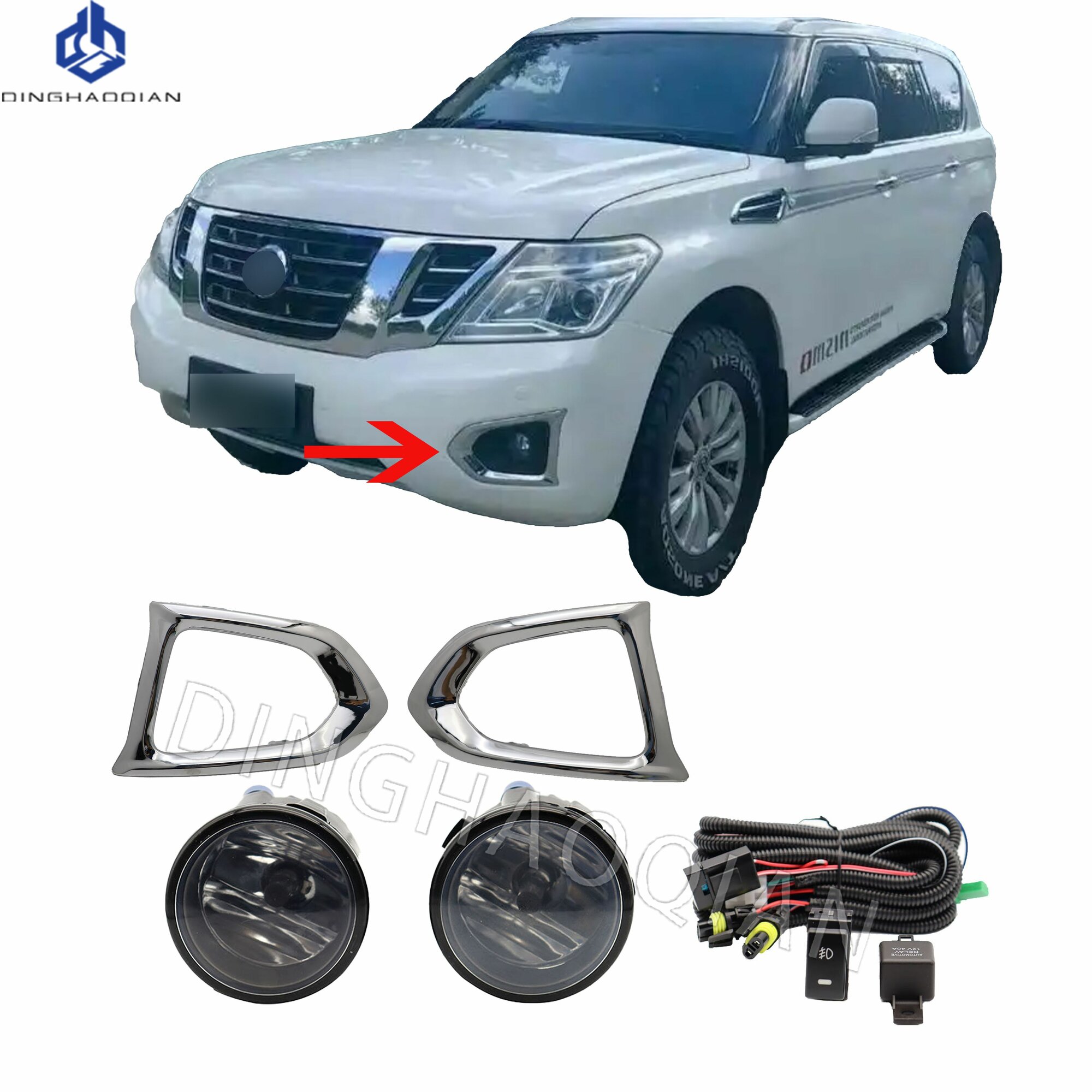 Противотуманные лампы DINGHAOQIAN, ABS-пластик, для Nissan Patrol, галогенные, 55 Вт