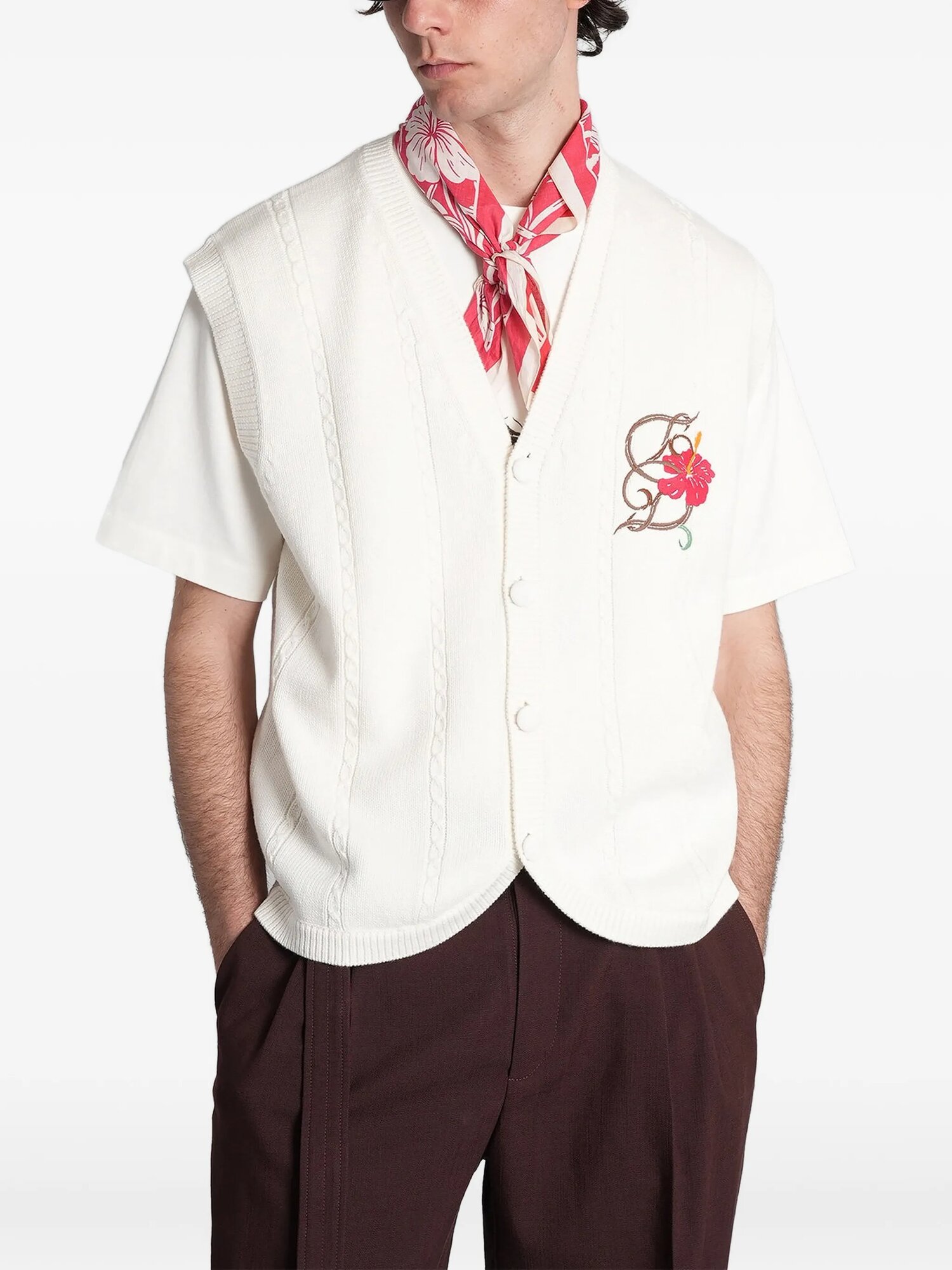 Кардиган Floral-embroidered sleeveless cardigan