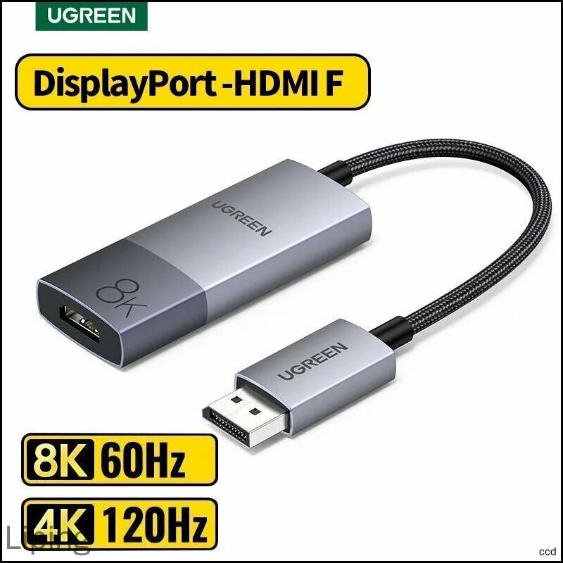 Кабель для компьютерной периферии DisplayPort/HDMI, 0.25 м, серый металлик
