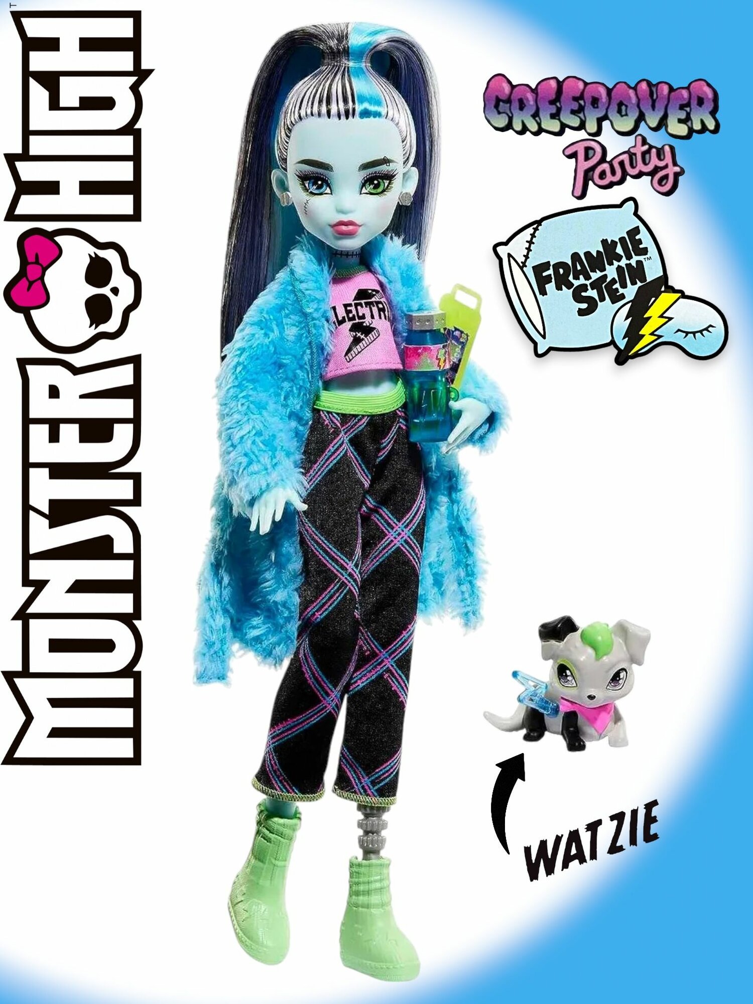 Кукла Monster High Frankie Stein Монстр Хай Пижамная вечеринка Френки Штейн HKY68