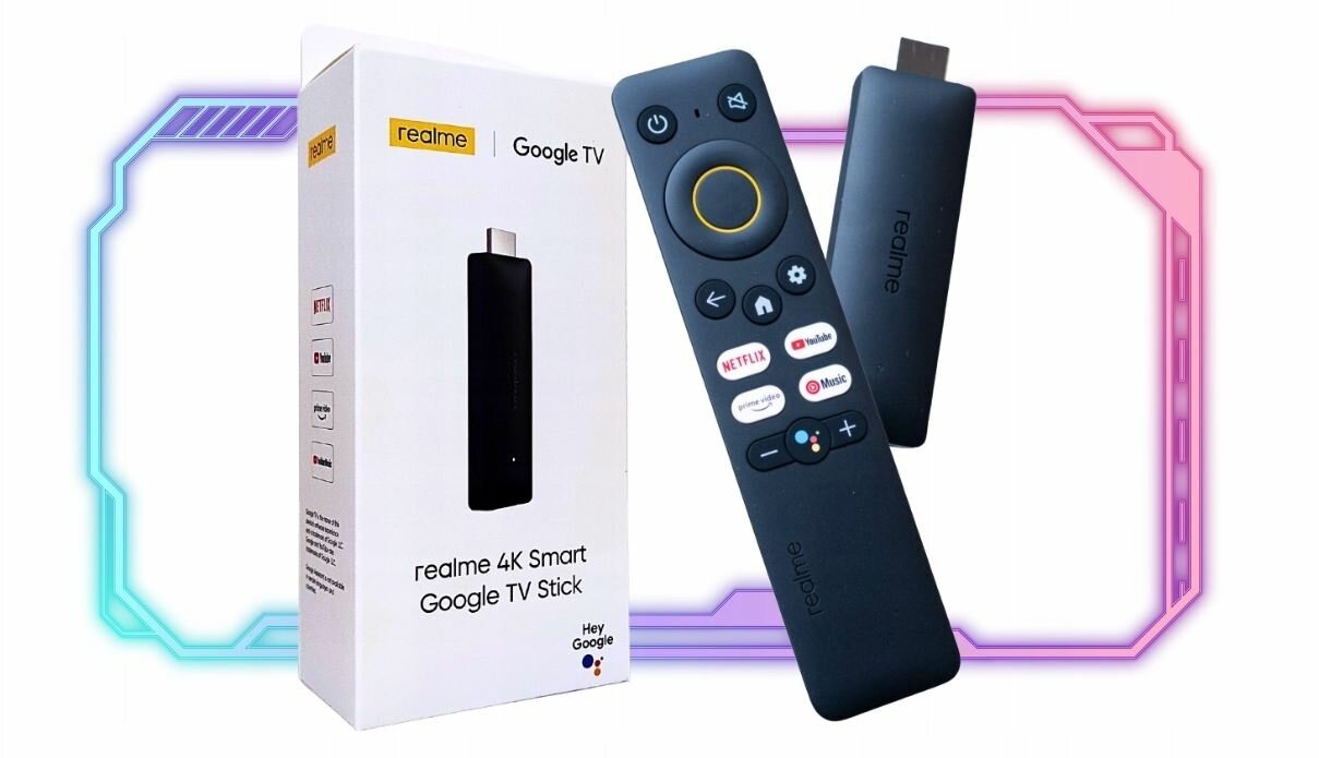 ТВ-приставка Realme 4K Smart Google TV Stick Black (RMV2105), Bluetooth 5.0, HDMI 2.0, HDR10+, Гарантия 6 мес