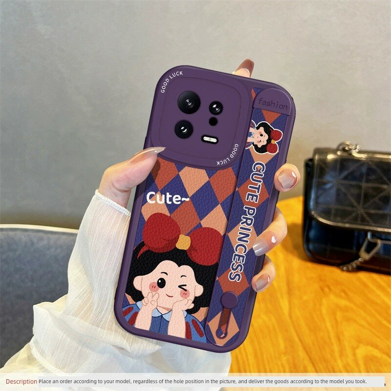 Фиолетовый чехол для Xiaomi 17 с браслетом в стиле Байкерской Принцессы YD26 Премиум мягкая антицарапающаяся конструкция