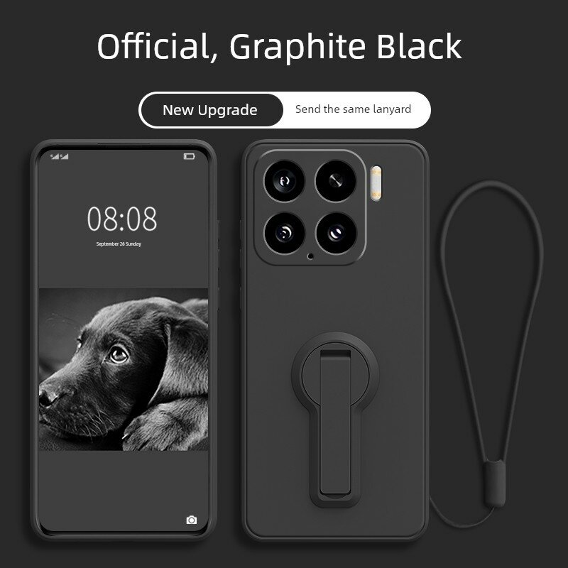 Чехол для Xiaomi 15 Pro из жидкого силикона, графитово-черный, полная защита, ультра ударопрочный с защитным стеклом