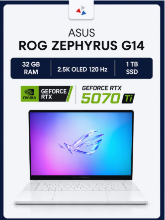 Ноутбук 14" ASUS ROG Zephyrus G14 (2025) GA403WR, AMD Ryzen AI9 HX 370, 2.8K OLED 120Hz, 32GB RAM, 1TB SSD, NVIDIA RTX 5070Ti