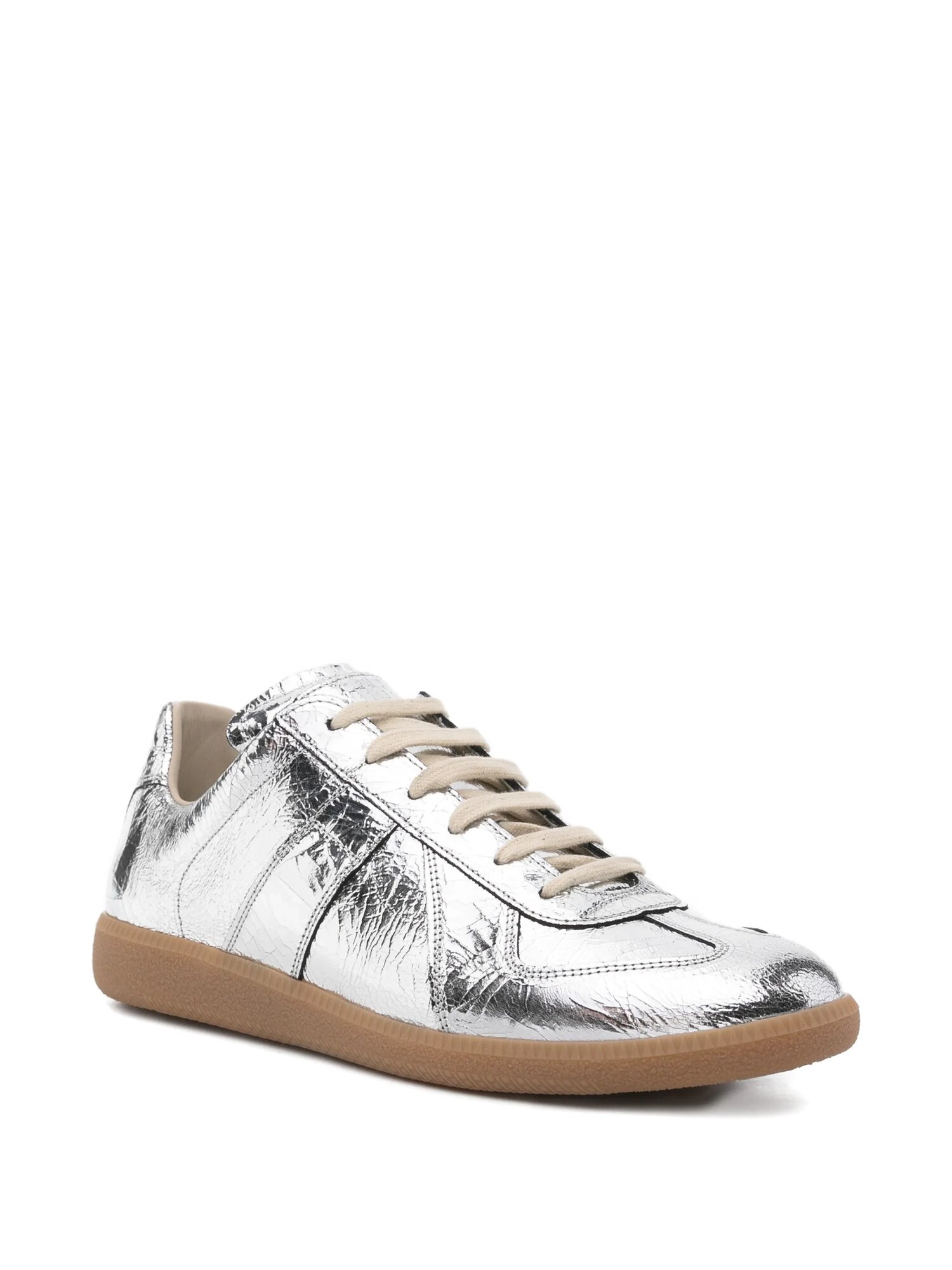 Кроссовки Maison Margiela Metallic-effect sneakers, размер 42 EU, Silver — фото 1