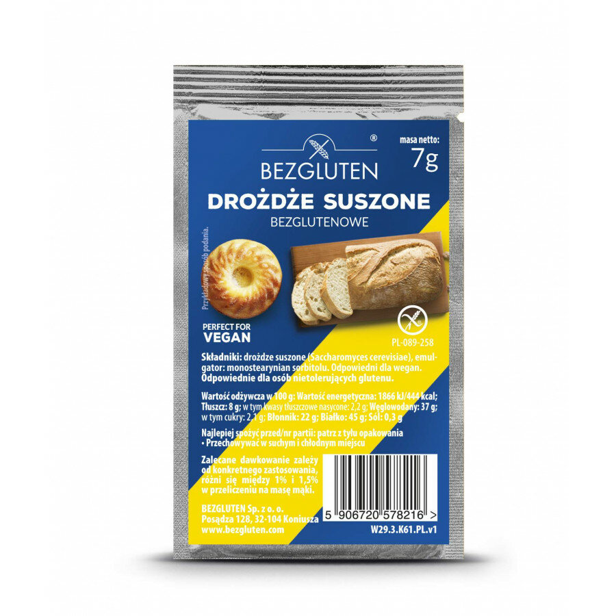 Безглютеновые сухие дрожжи Bezgluten, 10шт x 7г