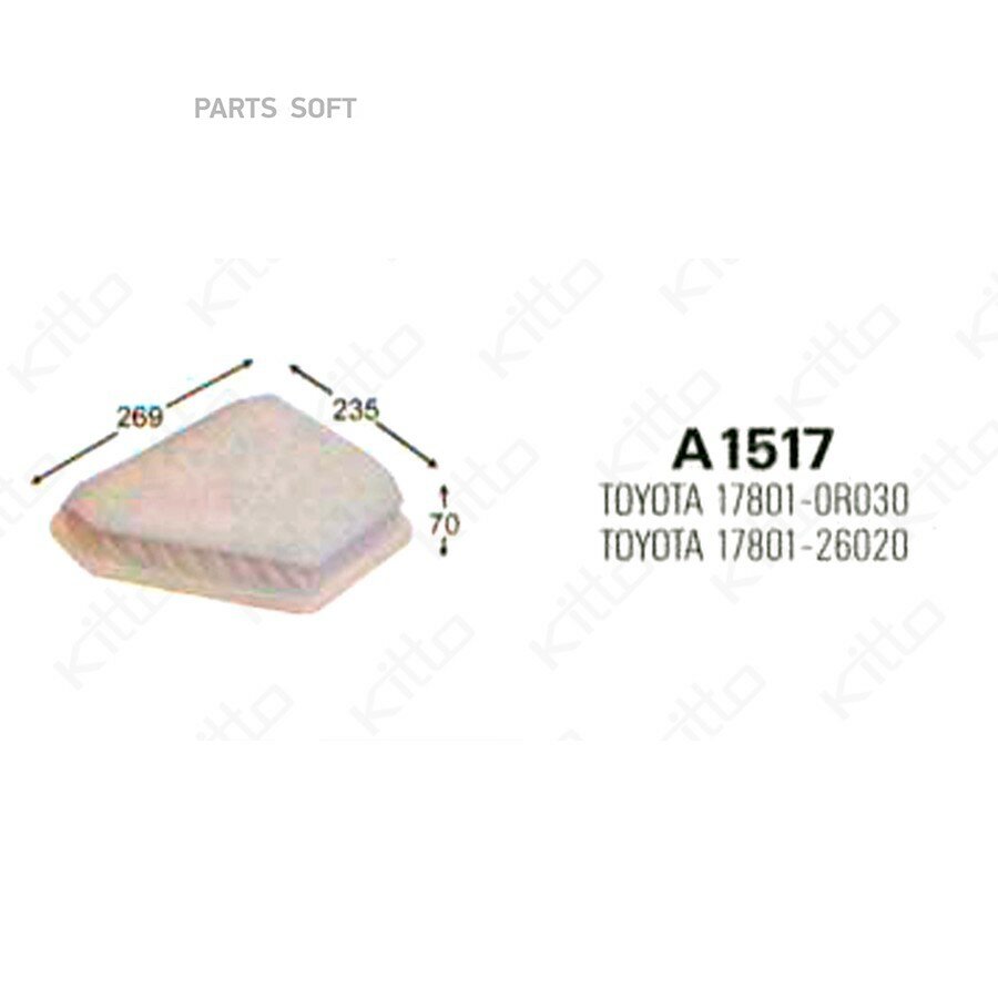 Фильтр воздушный от официального дистрибьютора, KITTO, артикул A1517