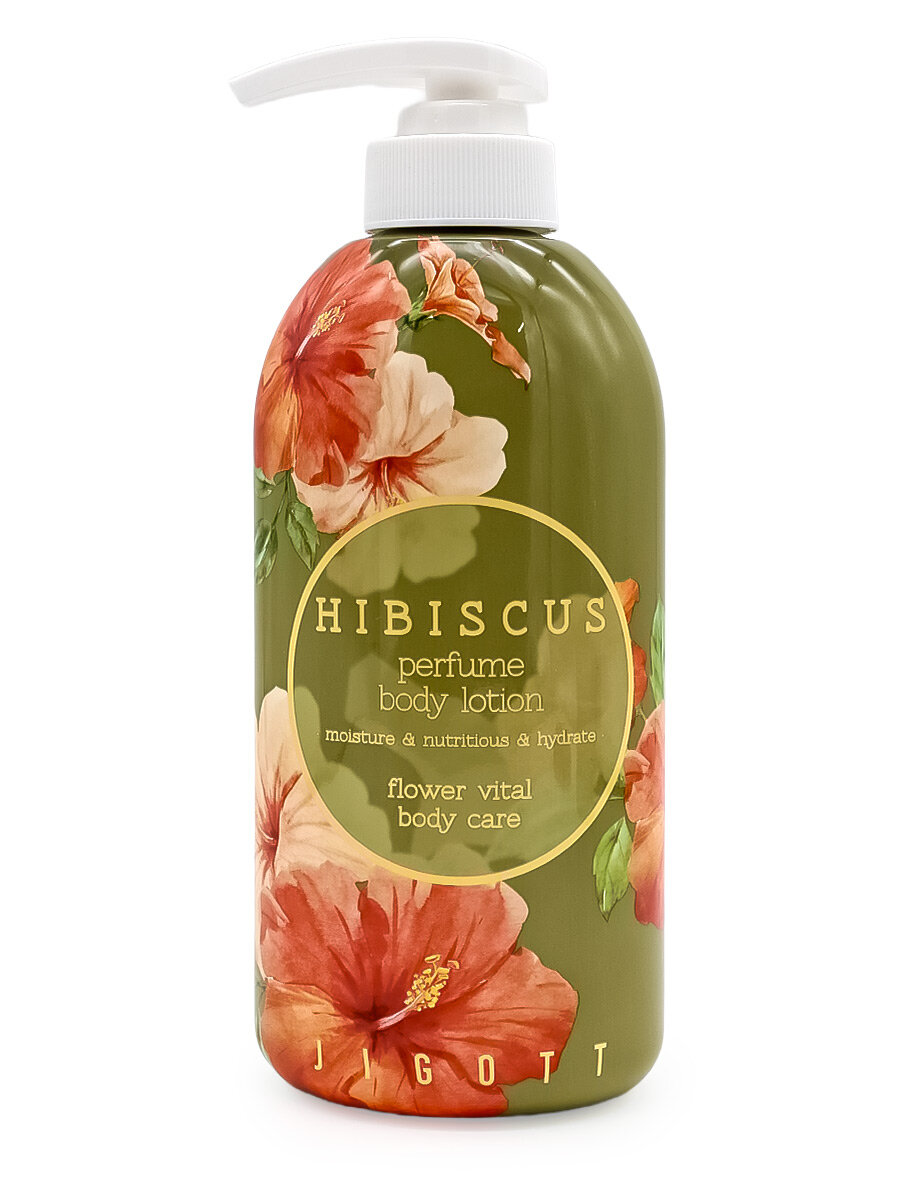 Jigott Парфюмированный лосьон для тела с экстрактом гибискуса Hibiscus Perfume Body Lotion, 500 мл