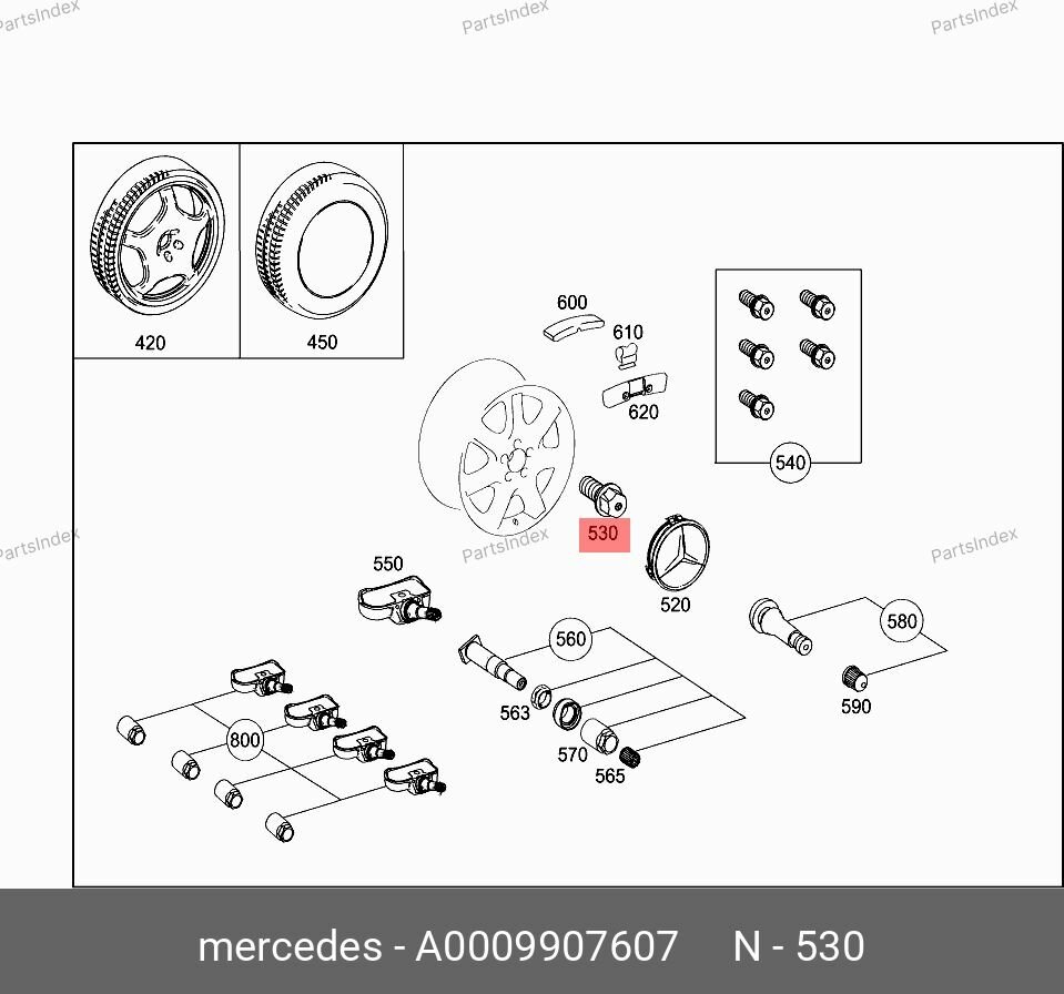 Болт колесный, MERCEDES A0009907607