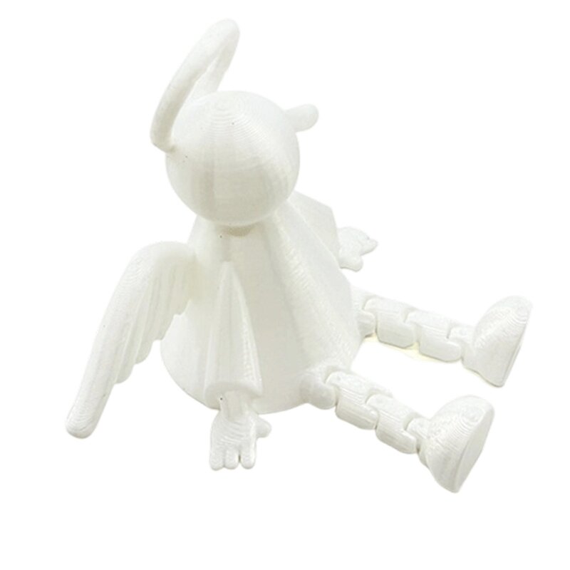 Articulated Angel Figurine Decors Adjustable Hinged Legs Desktop Statue for Christmas Home Office Gift Shelf Display