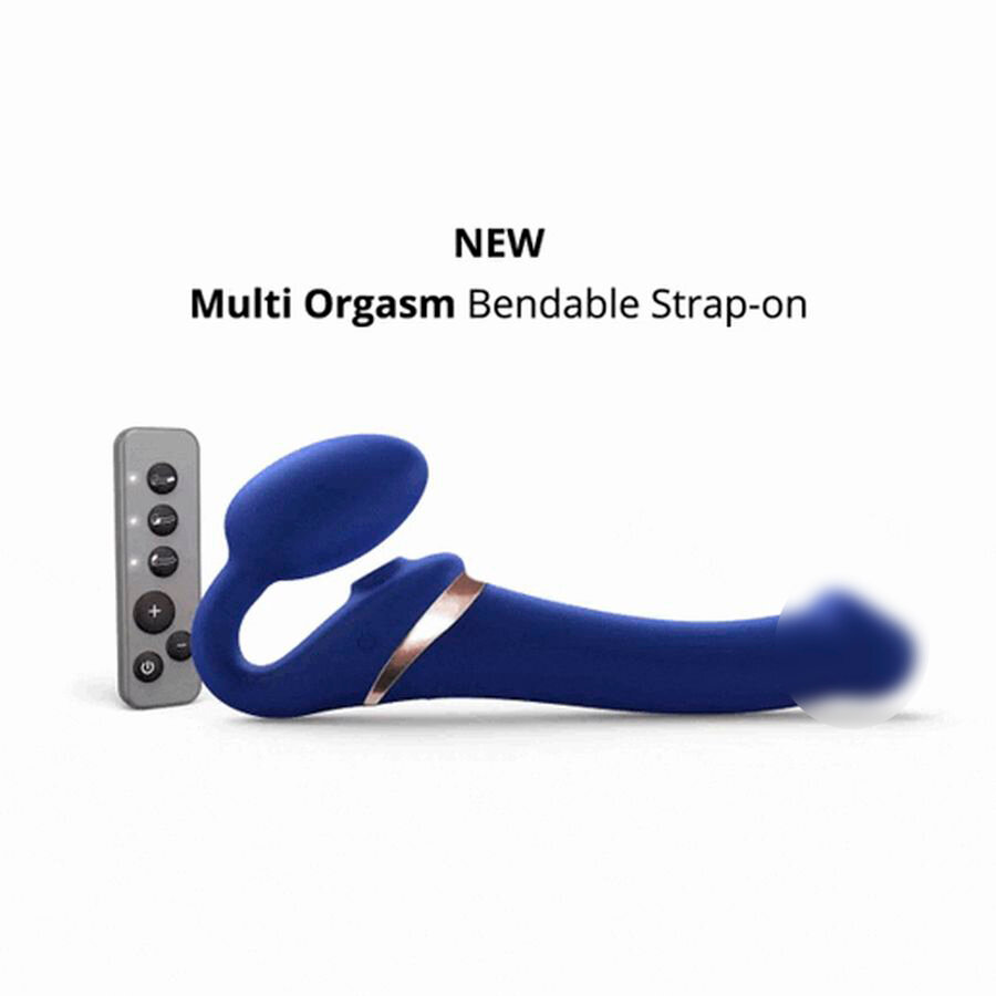 Вибрострапон Strap-On-Me Multi Orgasm, силикон, синий, 17,5 см — фото 1
