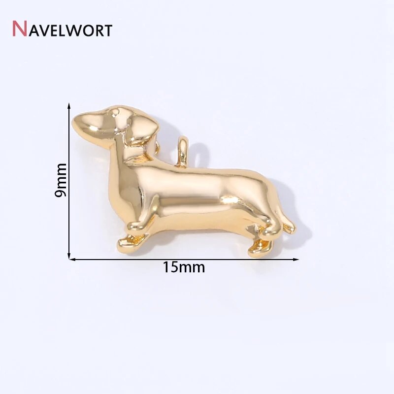 Подвески-шармы собаки из латуни с позолотой 14K NAVELWORT для рукоделия 6 pieces, 14K gold plated