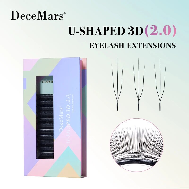 DeceMars ресницы 3D U-образные D изгиб 8-12mm MIX