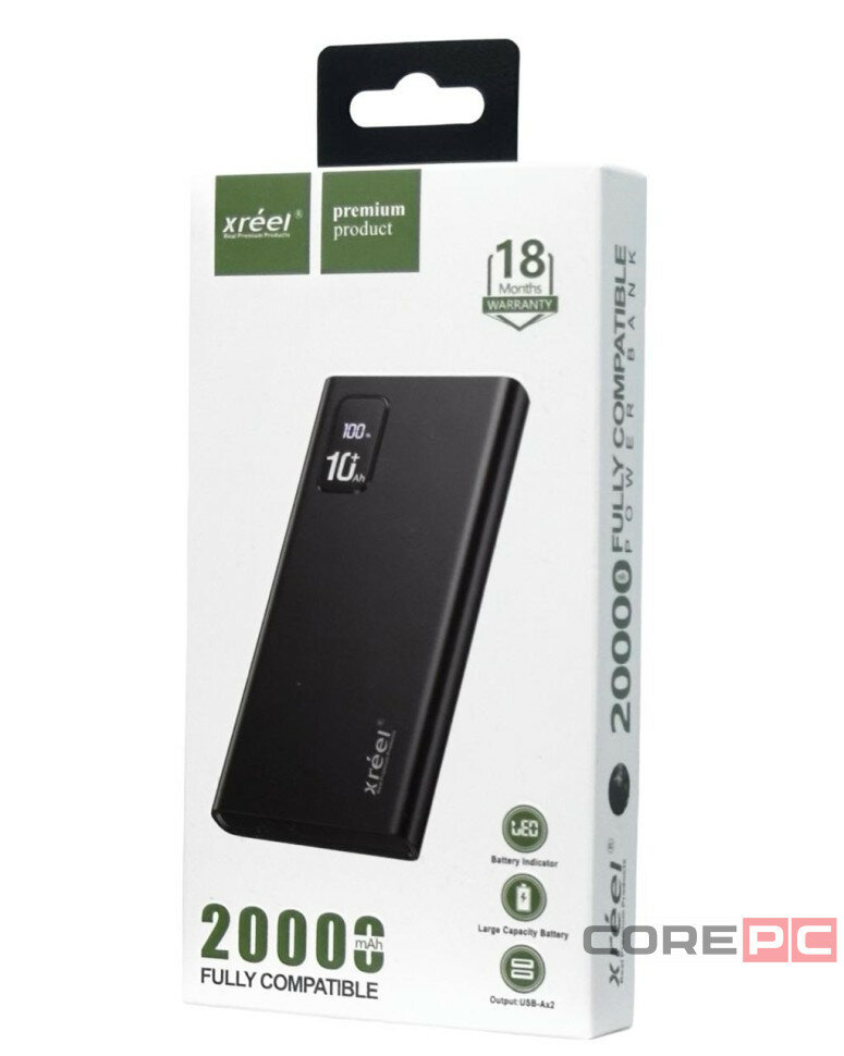 Повербанк внешний аккумулятор Powerbank Xreel 20000mAh 2USB/1USB-C/Micro белый