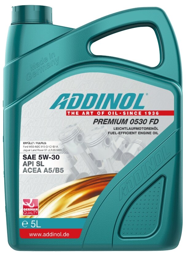 Масло моторное Addinol Premium 0530 FD 5W-30 (5л), AD-5W30-PFD-5L